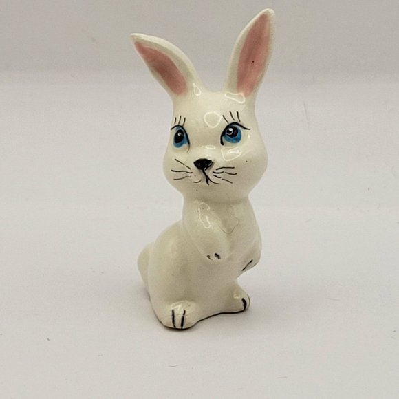 Hand Painted | Art | Vintage White Rabbit Miniature Glass Figurine ...